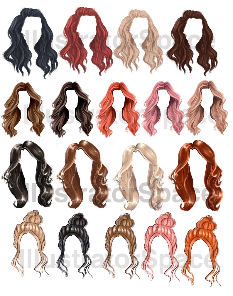Hair clip art DIGITAL DOWNLOAD Hair Set ClipArt Custom | Etsy