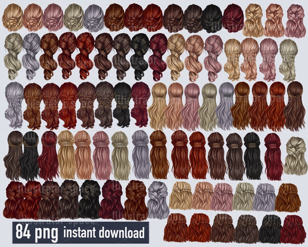 Custom Hairstyles Clipart Hair Clip Art DIGITAL DOWNLOAD Hair Set ...