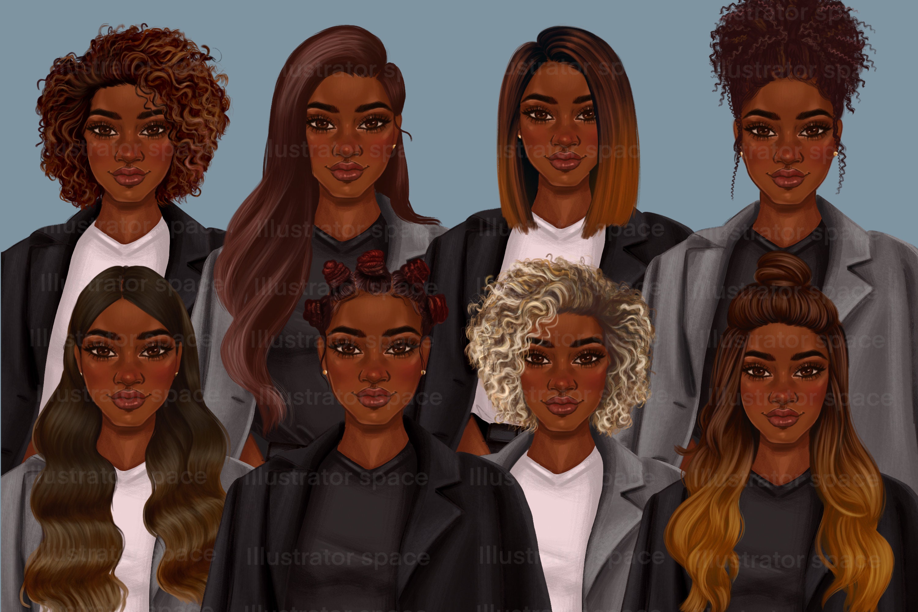 African American Girl Clipart Fashion Girl Clipart Afro - Etsy