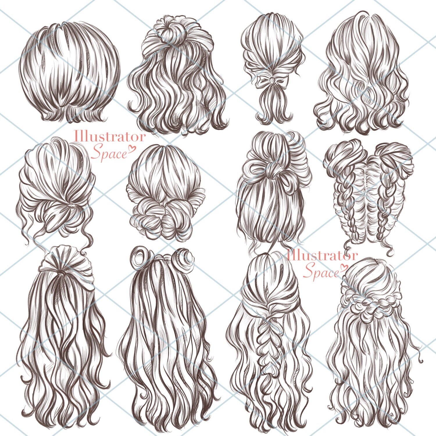 Hairstyles Clipart Hair Set DIGITAL DOWNLOAD Custom Hairstyles - Etsy