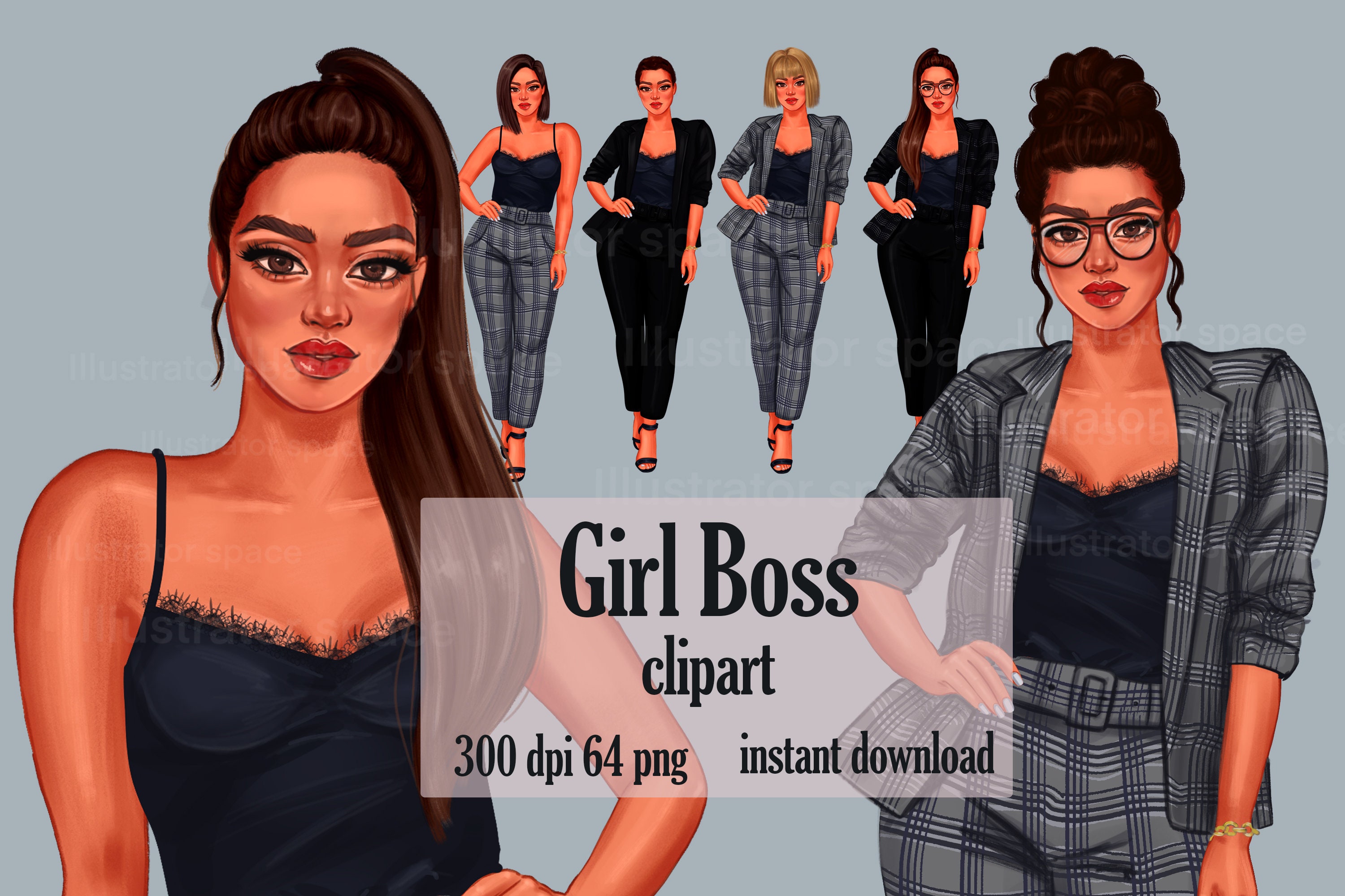 Fashion Girl Clipart Lady boss clip art Girl boss digital | Etsy