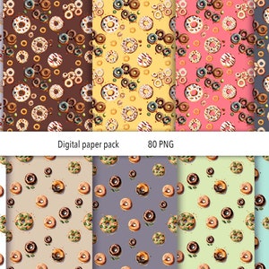 Seamless Pattern PNG, Donut Wall, Watercolor Wallpaper, Digital Paper ...