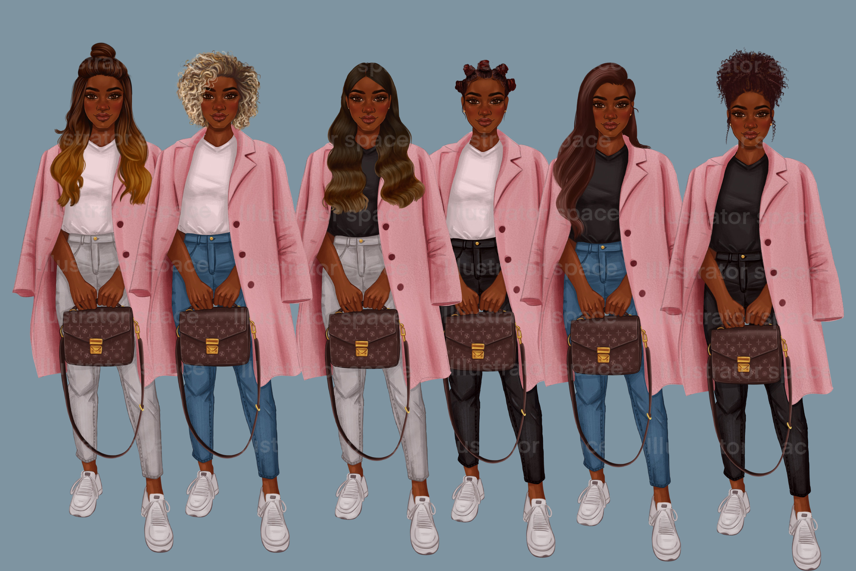 African American Girl Clipart Fashion Girl Clipart Afro - Etsy