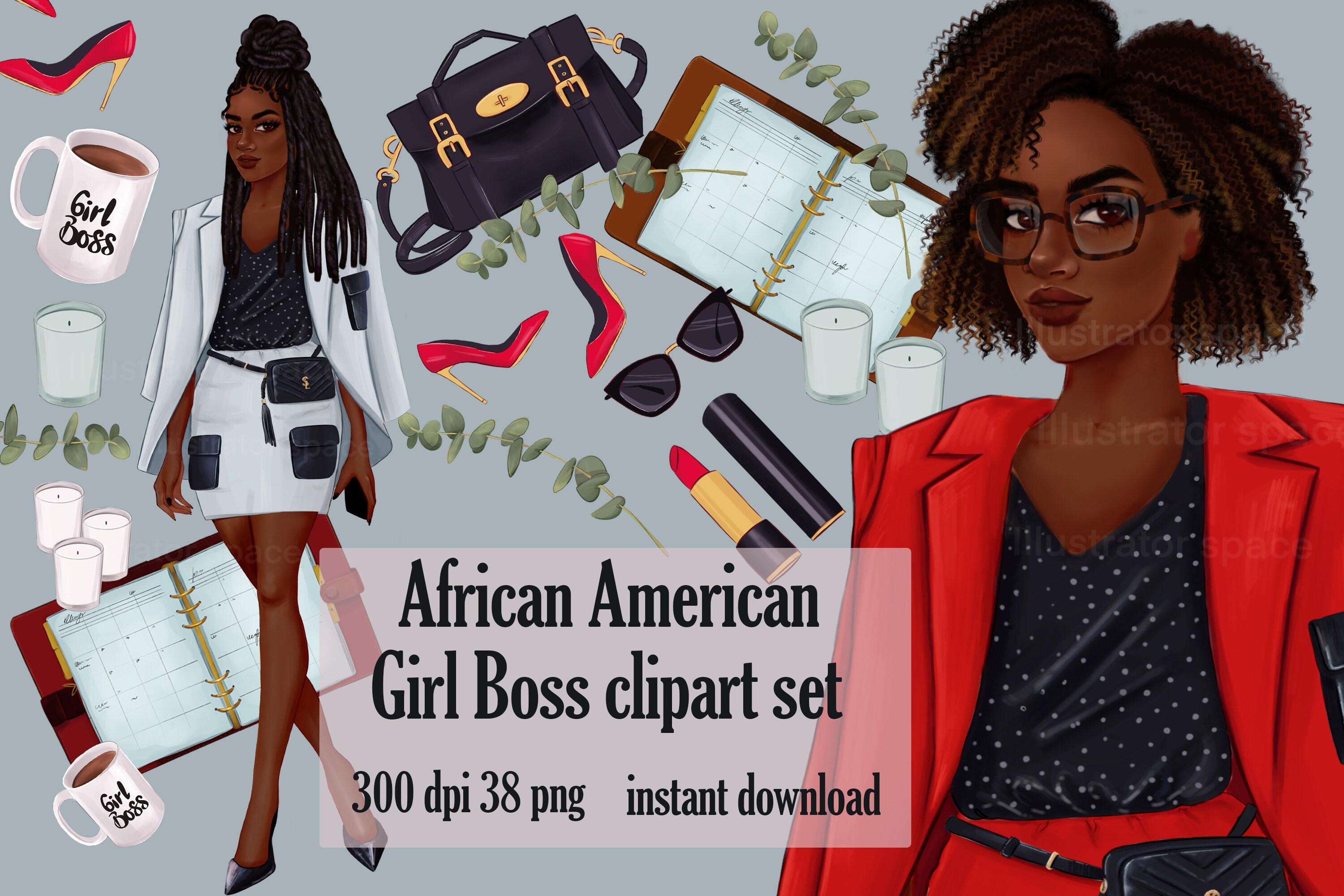 African American Girl Clipart Fashion Girl Clip Art Girl - Etsy