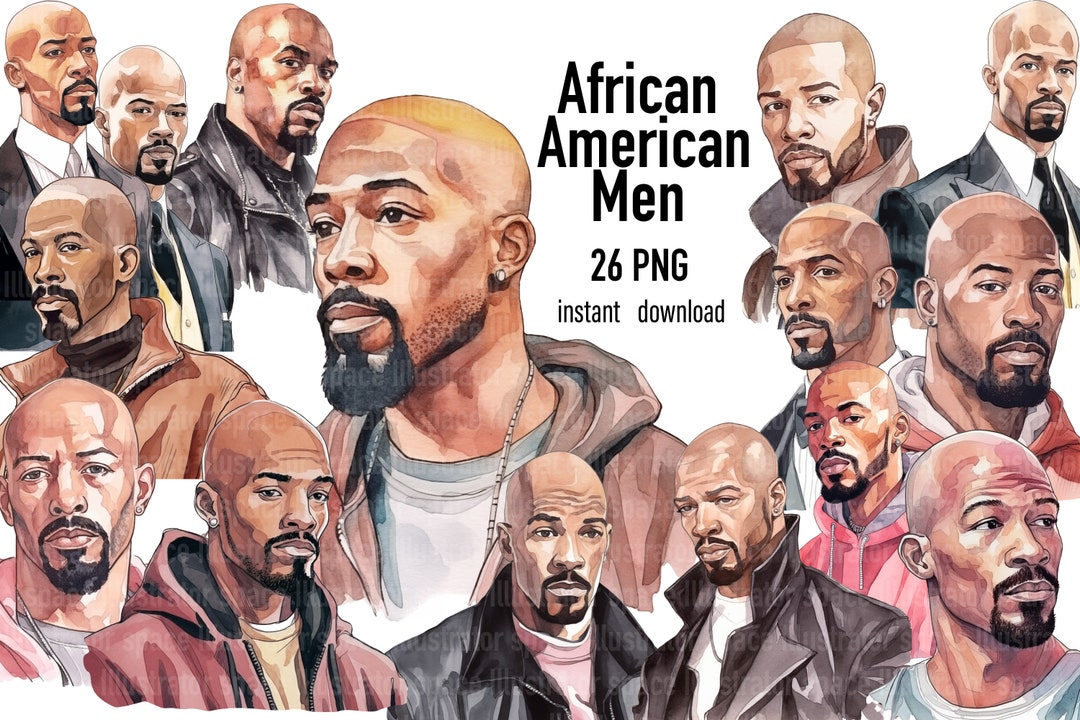 Black Bald Man Clipart, Male Clipart, Afro Dad Clipart, Men Clipart ...