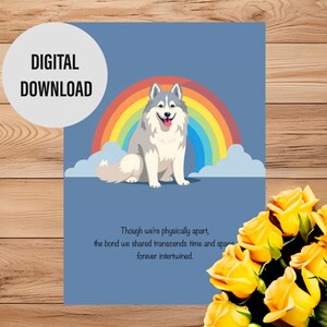 Rainbow Bridge Dog Husky Sympathy Card Husky Condolence Card Pup ...