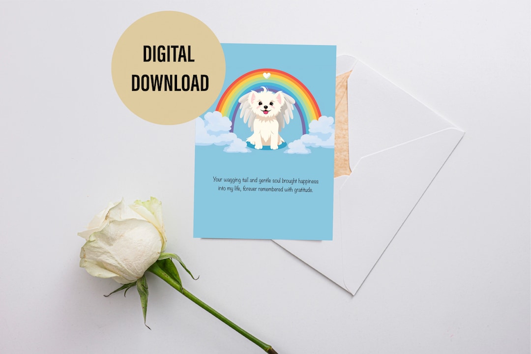 Pet Loss, DIGITAL DOWNLOAD, Rainbow Bridge, Dog Sympathy Card ...