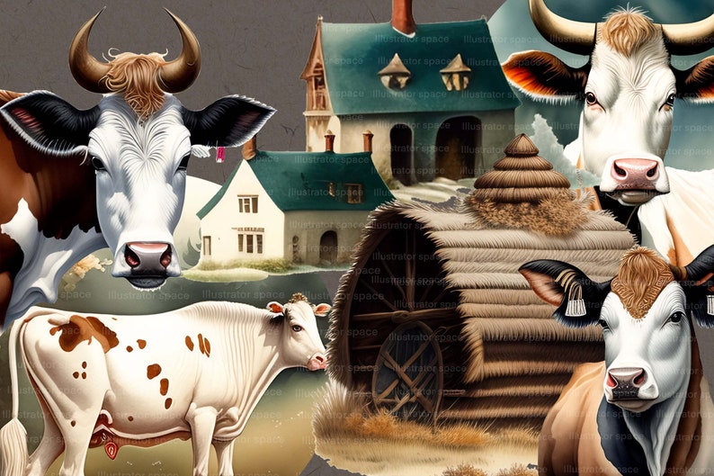 Cow Clipart Farm Animals Clipart Cow PNG Farm Animals Png - Etsy