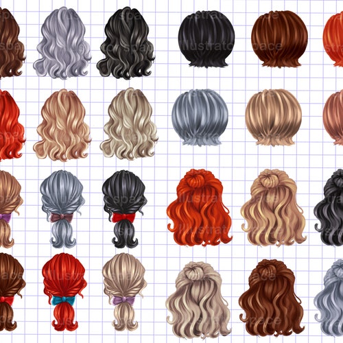 Custom Hairstyles Clipart Hair Clip Art DIGITAL DOWNLOAD Hair - Etsy