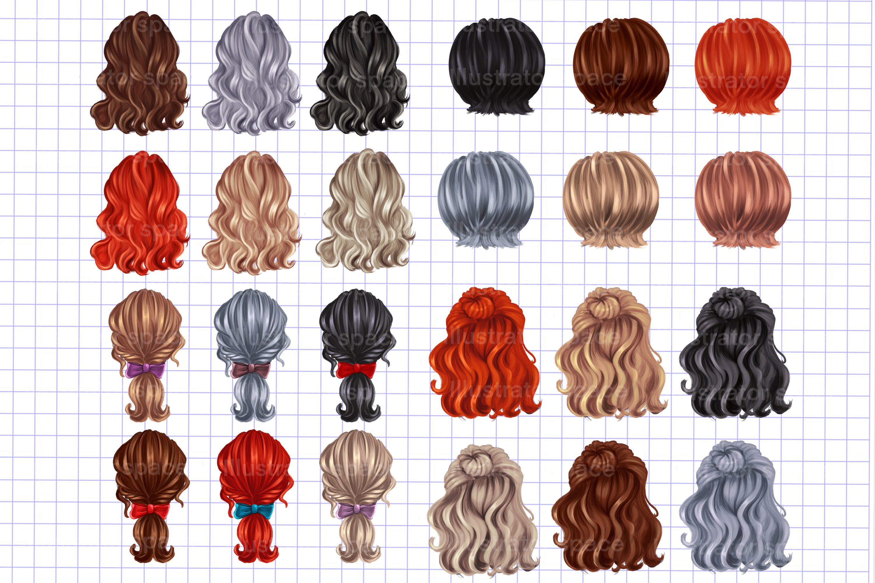 Hair png,Hair set png Hairstyles svg,Character hair Hairstyle clipart ...