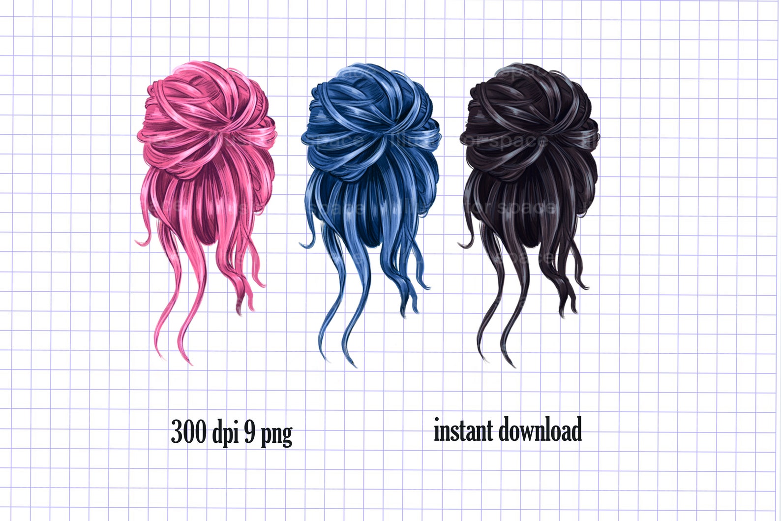 Hairstyles Clipart Hair Set DIGITAL DOWNLOAD Custom Hairstyles | Etsy