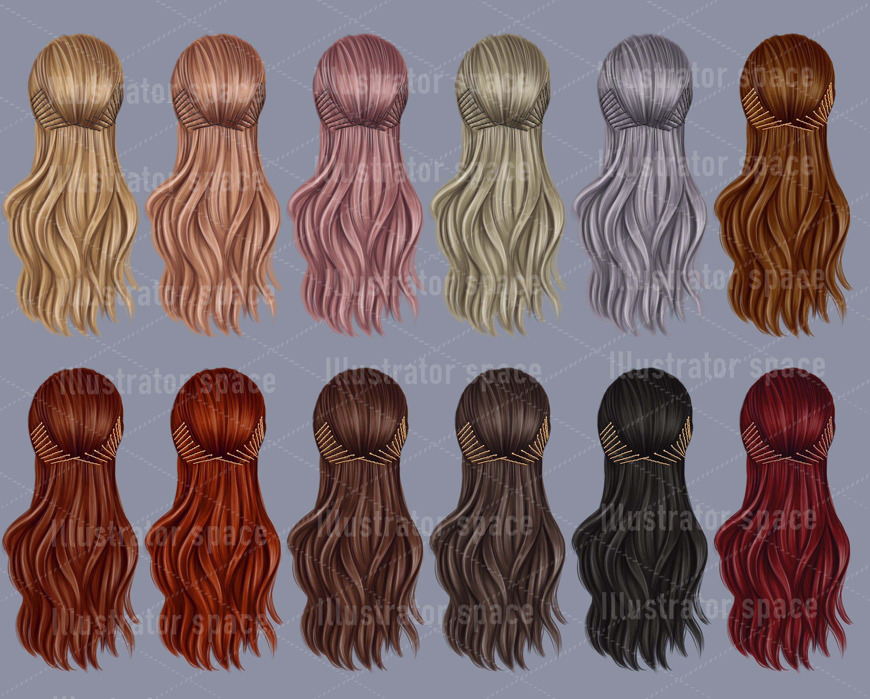 Custom Hairstyles Clipart Hair Clip Art DIGITAL DOWNLOAD Hair - Etsy