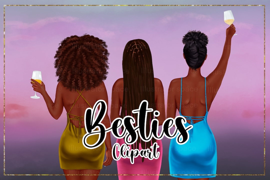 African American Best Friends Clipart Black Girl Clipart - Etsy