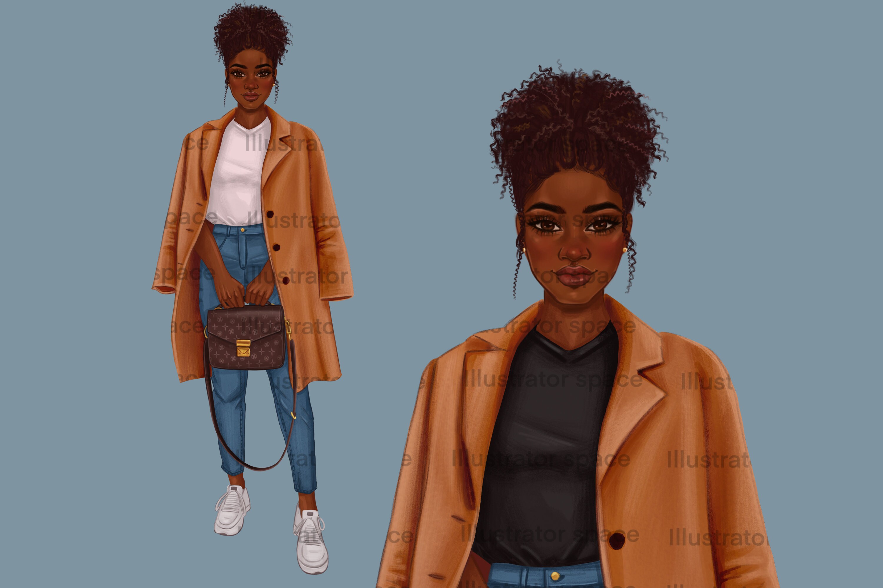 African American Girl Clipart Fashion Girl Clipart Afro - Etsy