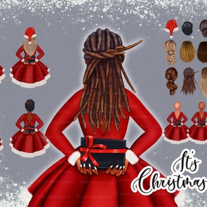 Christmas Time Clipart Black Christmas Girl Clipart Santa Girl Clipart ...