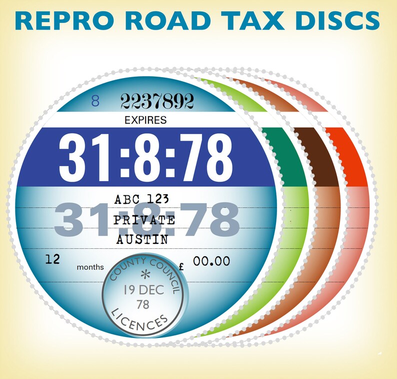 1977 - 1987 Print Your Own Replica Road Tax Disc, Instant PDF Editable ...
