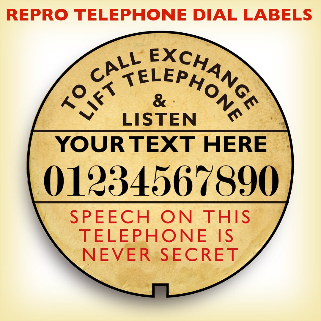 1940s Telephone Dial Number Label, Instant PDF Editable Template, for ...