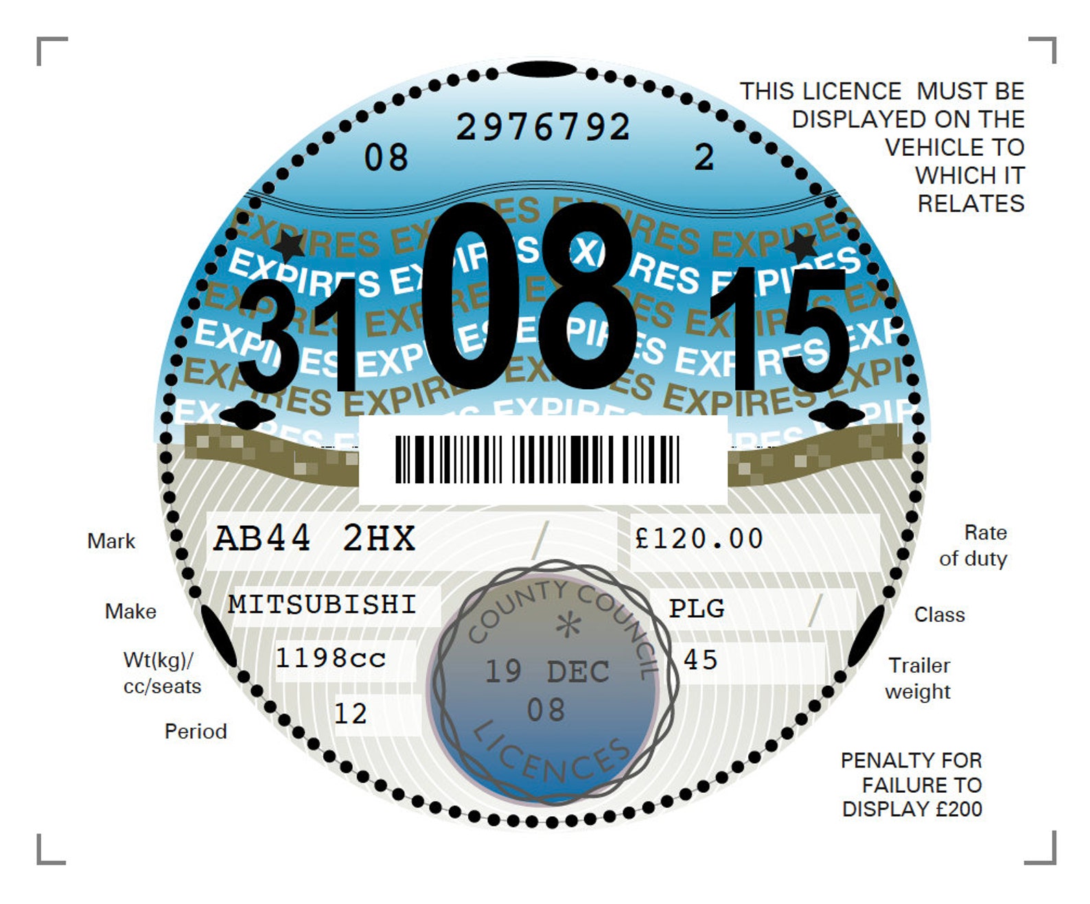 2011 2015 Replica Road Tax Disc Instant PDF Editable - Etsy