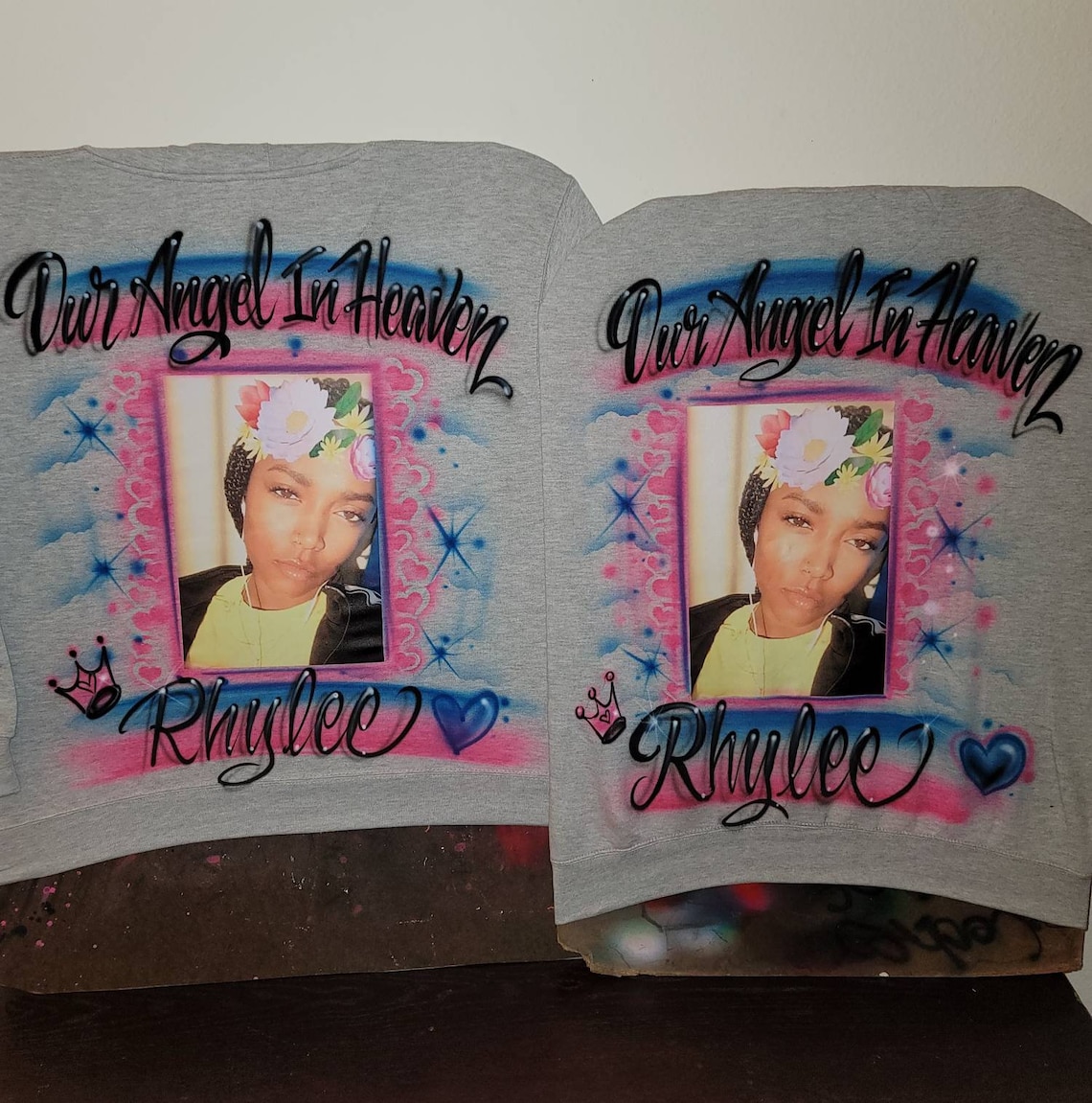 Custom Airbrush RIP Sweatshirt Hoodie With Picture Print, Angel in ...