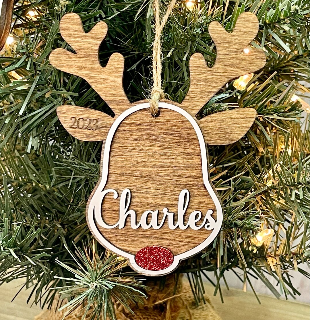 Personalized Reindeer Ornament, Kids Ornament, Custom Reindeer Ornament ...