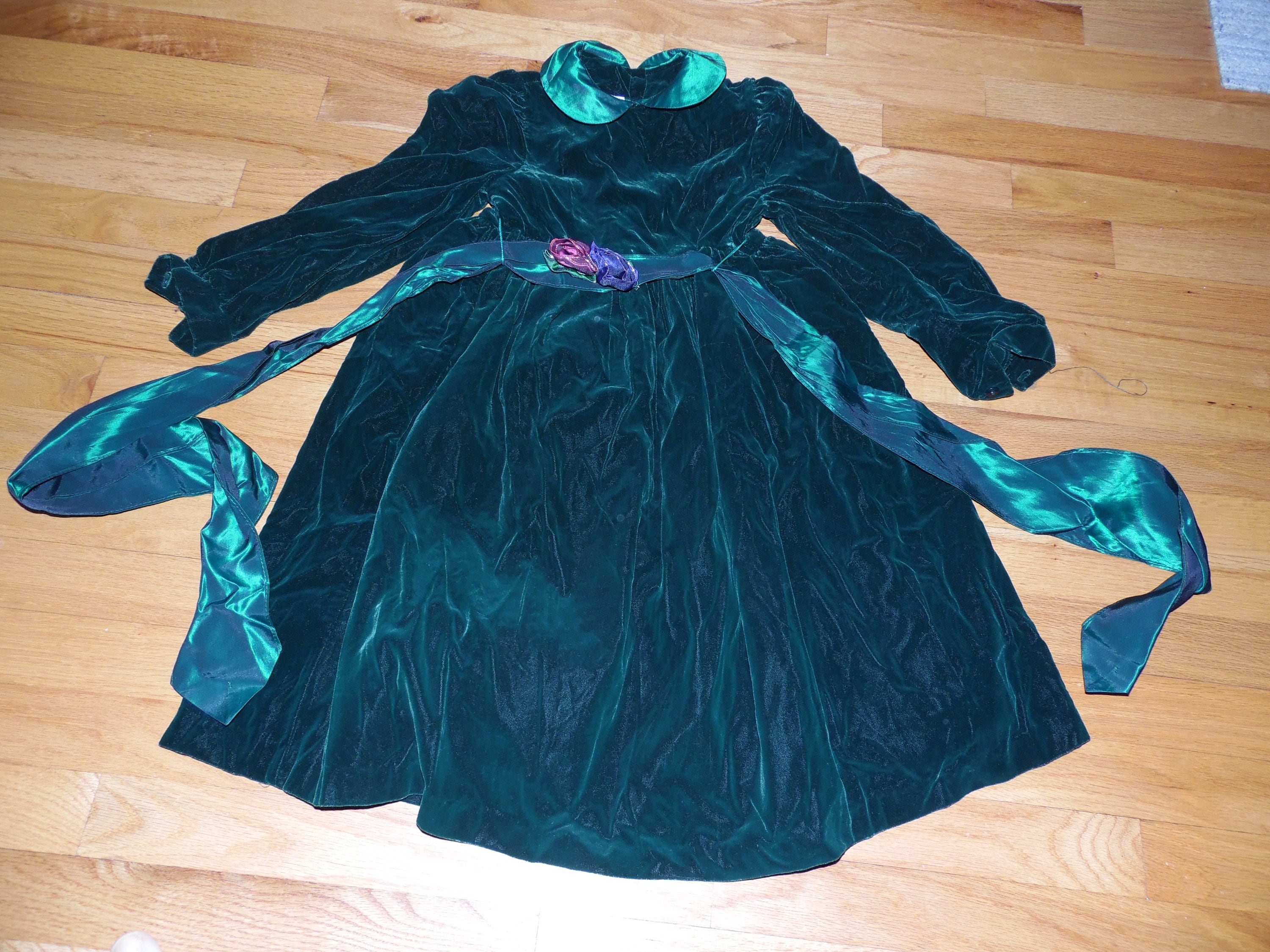 Vtg Girl's PLUM PUDDING Dress Sz 6X Green Velvet Christmas Dress Lined ...