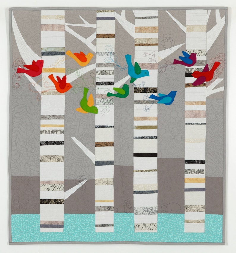 Rainbow Birds in Silver Birches - Etsy