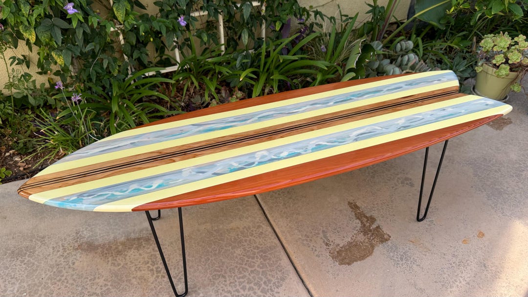 Fishtail Wood Surfboard Coffee Table - Etsy