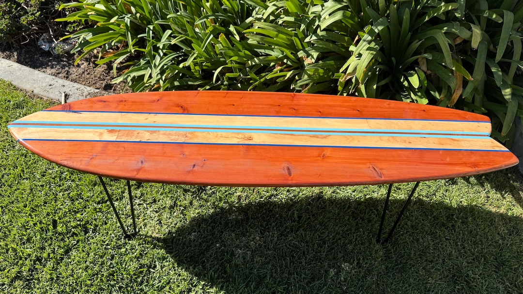 Wood Fishtail Surfboard Coffee Table - Etsy