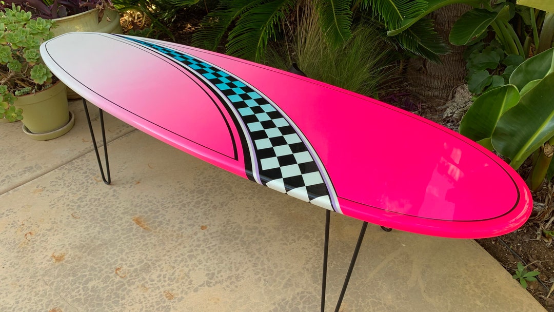 Pink Checkers Surfboard Coffee Table - Etsy