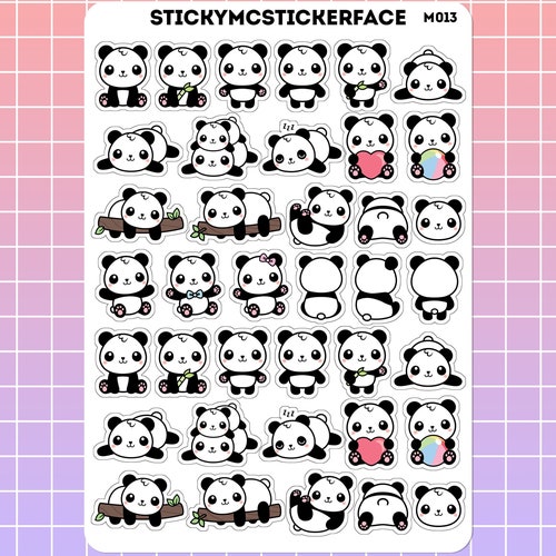 Kawaii Panda Stickers Cute Panda Stickers Planner Tsickers - Etsy