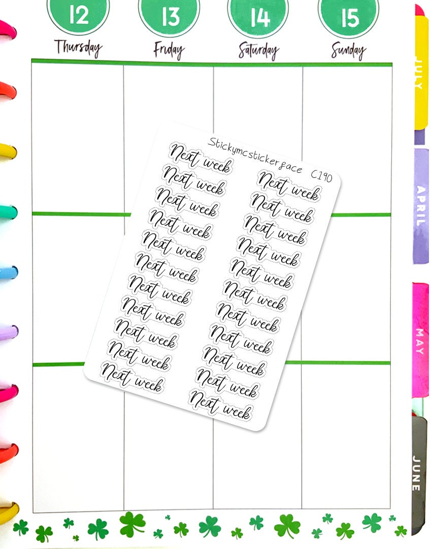 Clear Next Week Stickers Planner Stickers Weekly Stickers | Etsy
