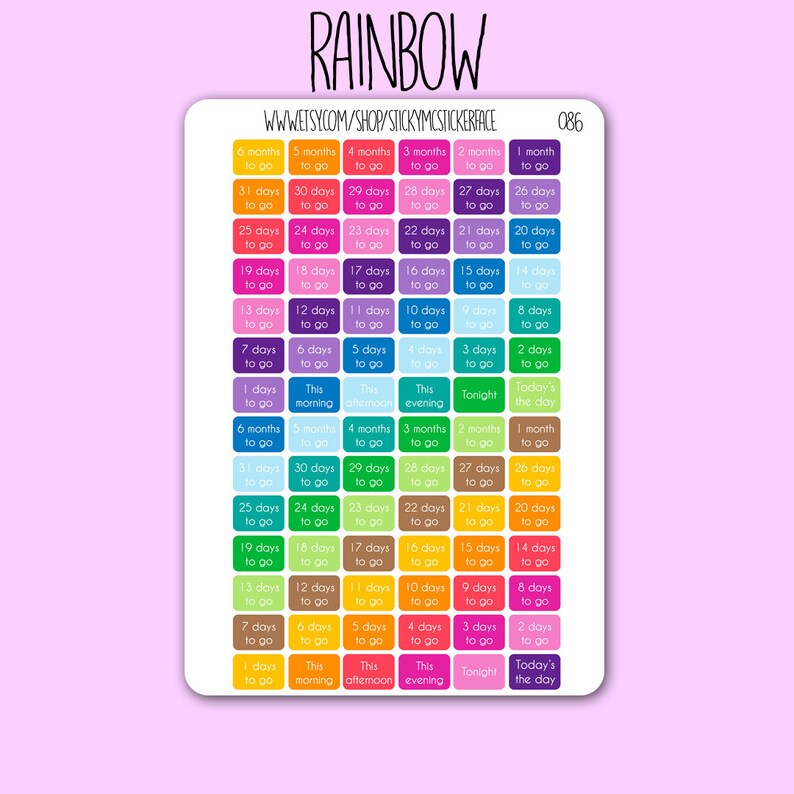 Countdown Stickers Diary Stickers Calendar Stickers Even - Etsy
