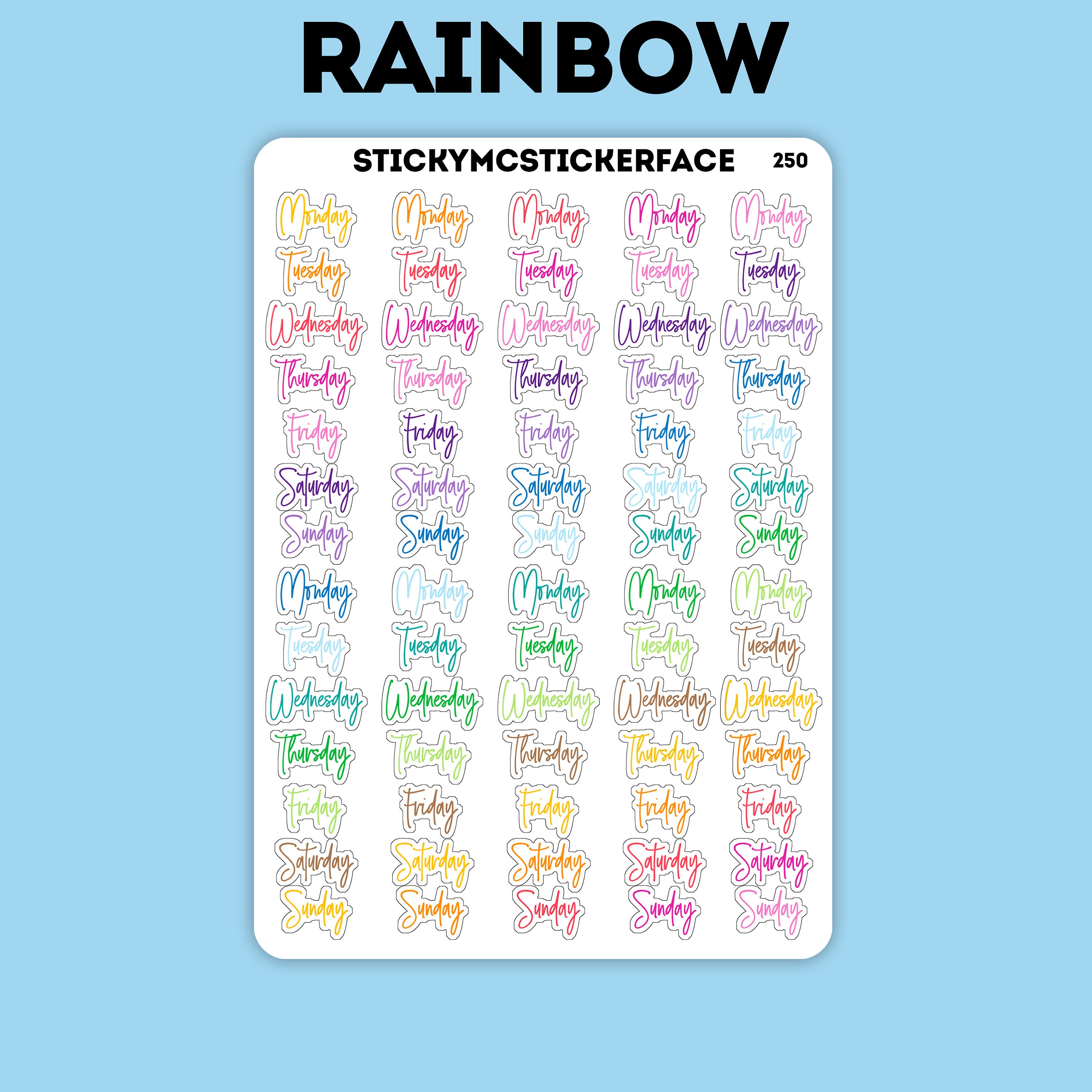 Days of the Week Stickers Weekday Stickers Planner Stickers - Etsy