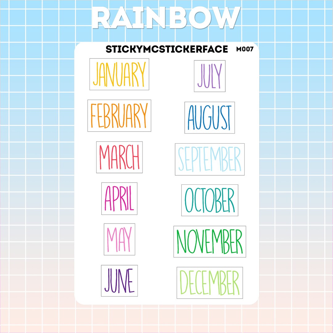 Month of the Year Sticker Sheet Mini Month Stickers Planner - Etsy