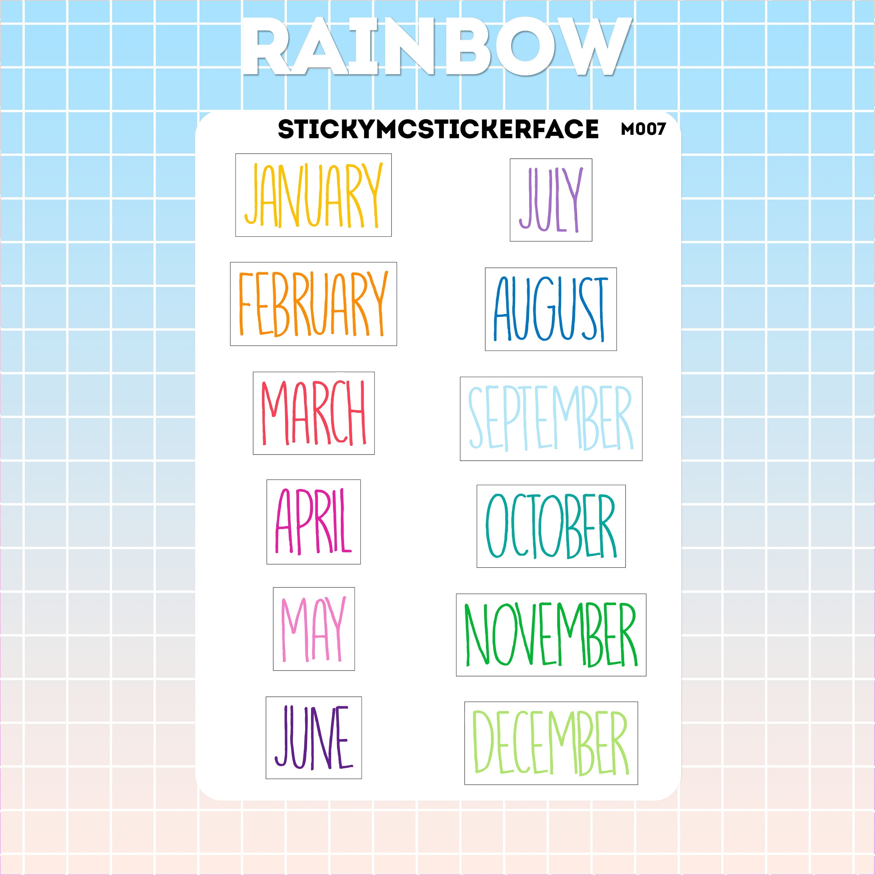 Month of the Year Sticker Sheet Mini Month Stickers Planner - Etsy