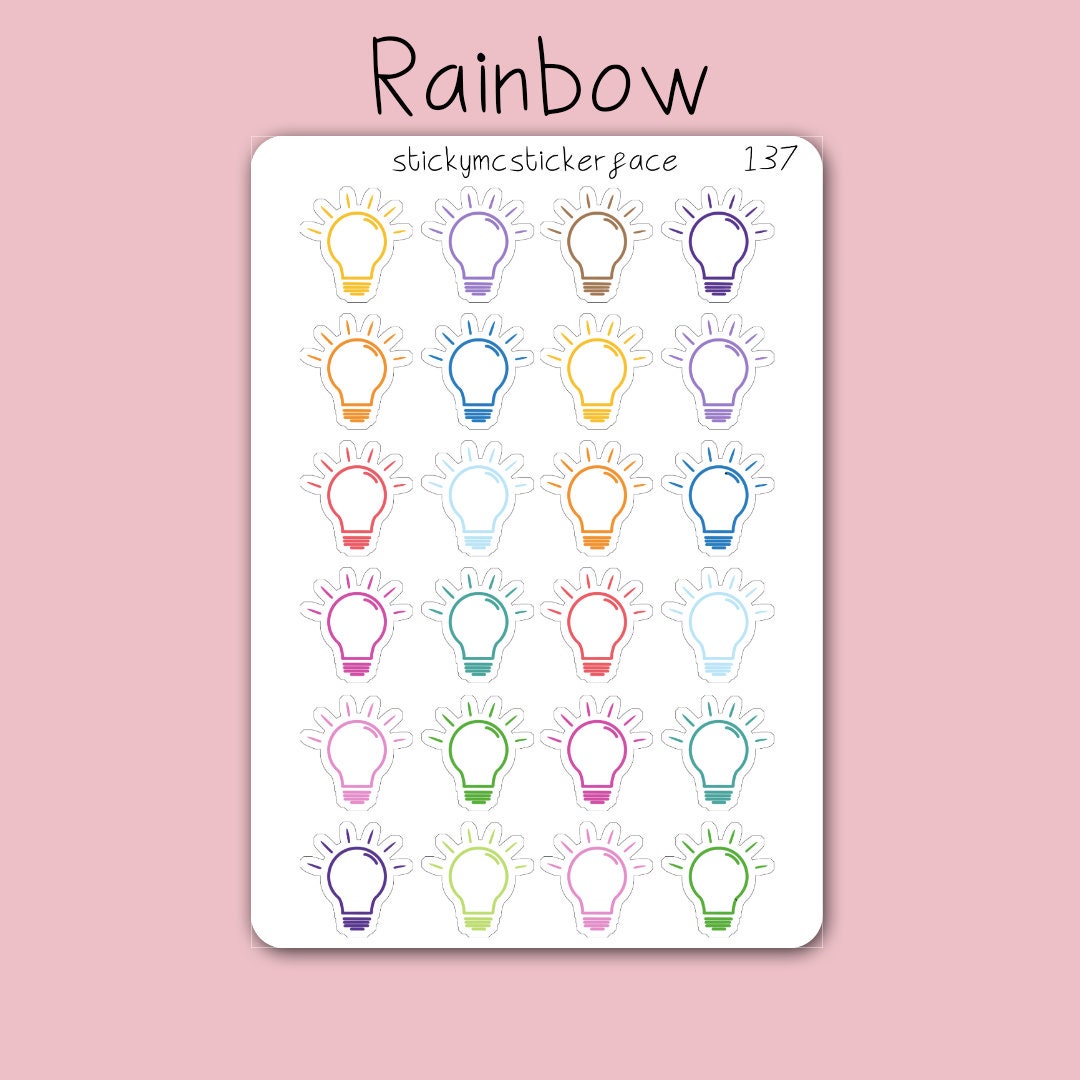 Light Bulb Stickers Idea Stickers Planner Stickers Happy - Etsy