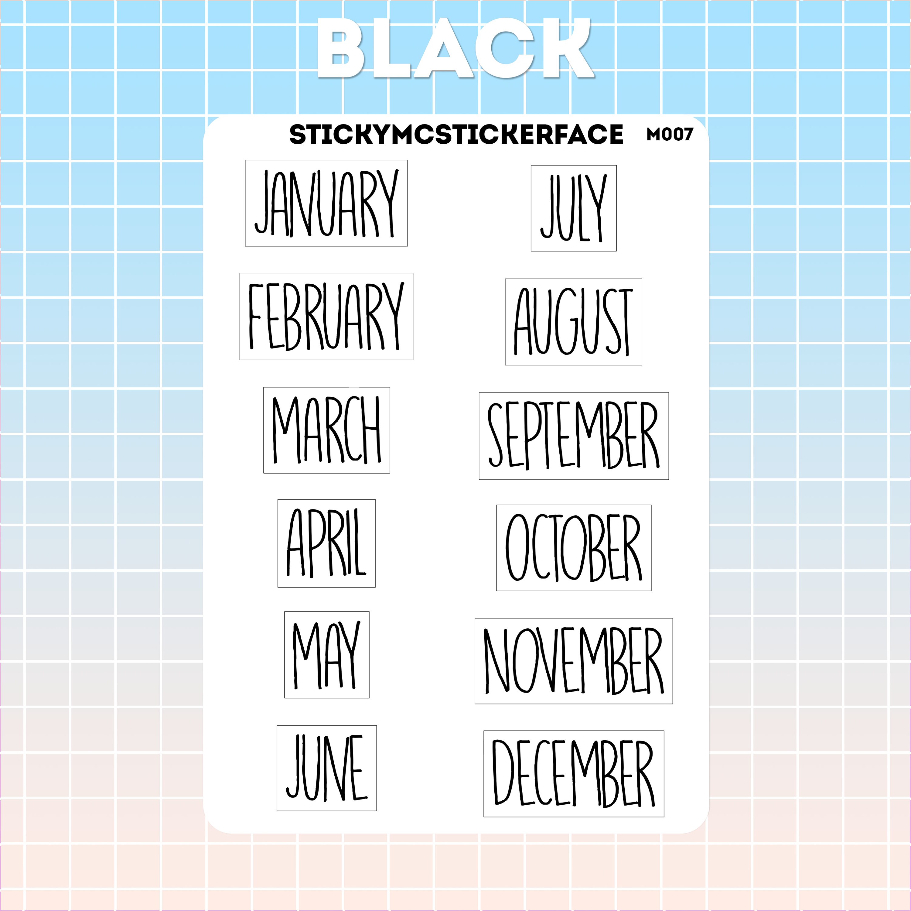 Month of the Year Sticker Sheet Mini Month Stickers Planner - Etsy