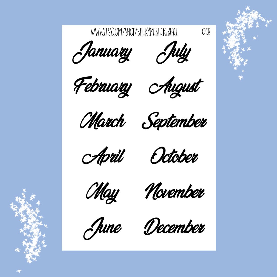 Month Stickers Overview Stickers Bullet Journal Stickers - Etsy