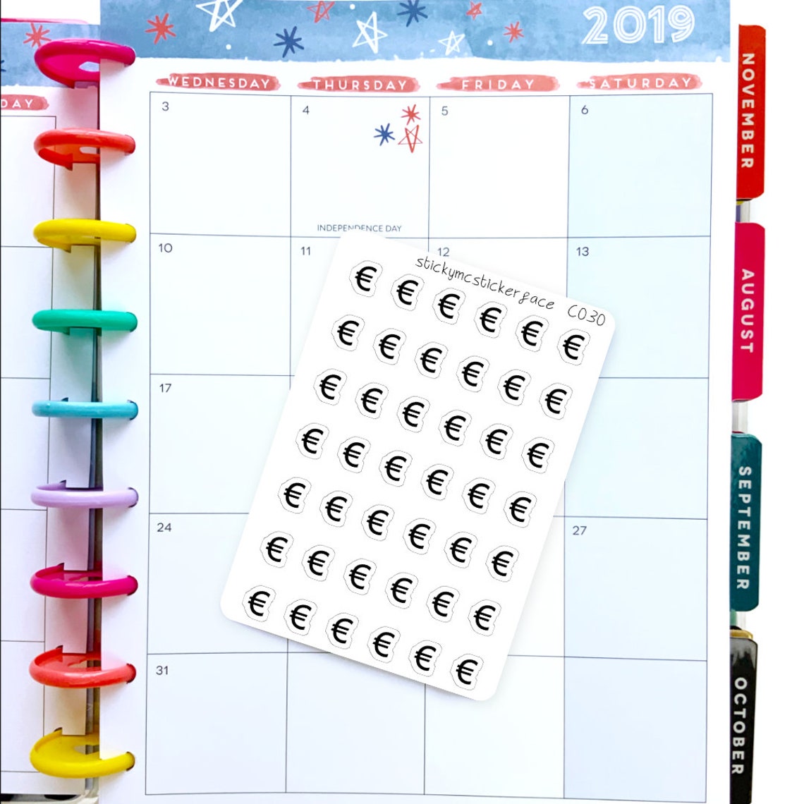 Clear Euro Symbol Stickers Euro Stickers Bullet Journal - Etsy