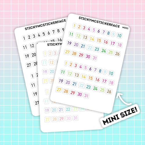 Clear Number Planner Stickers Days of the Month Stickers - Etsy