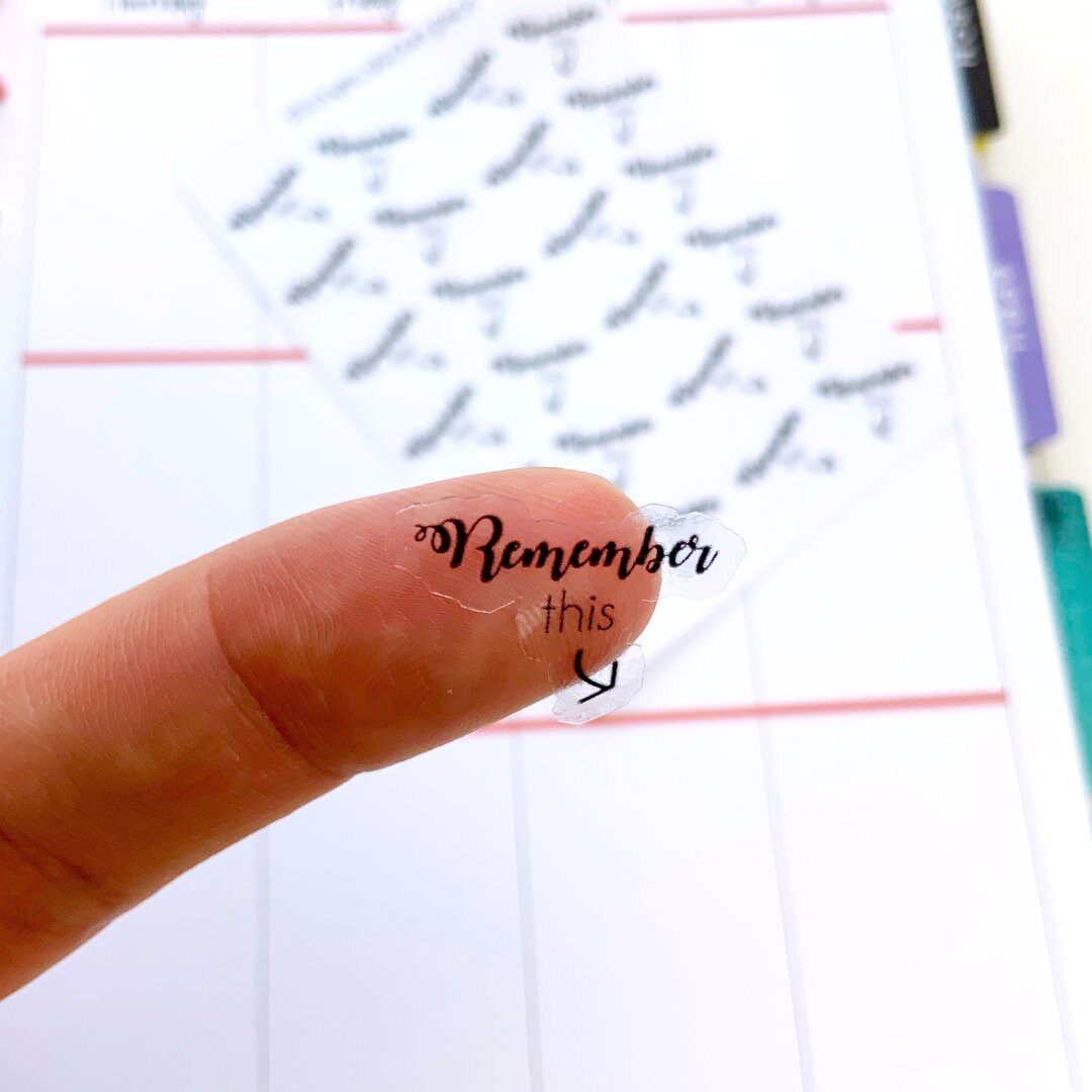 Clear Remember This Stickers Planner Stickers Bullet Journal - Etsy