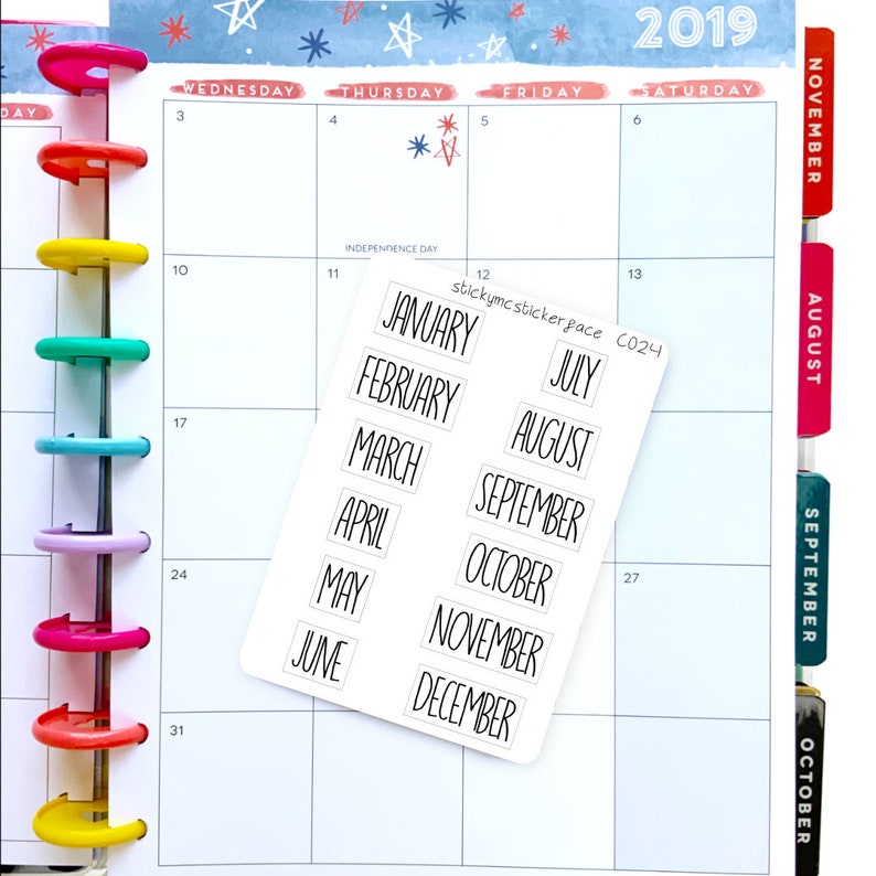 Clear Months of the Year Stickers Planner Stickers Bullet - Etsy Australia