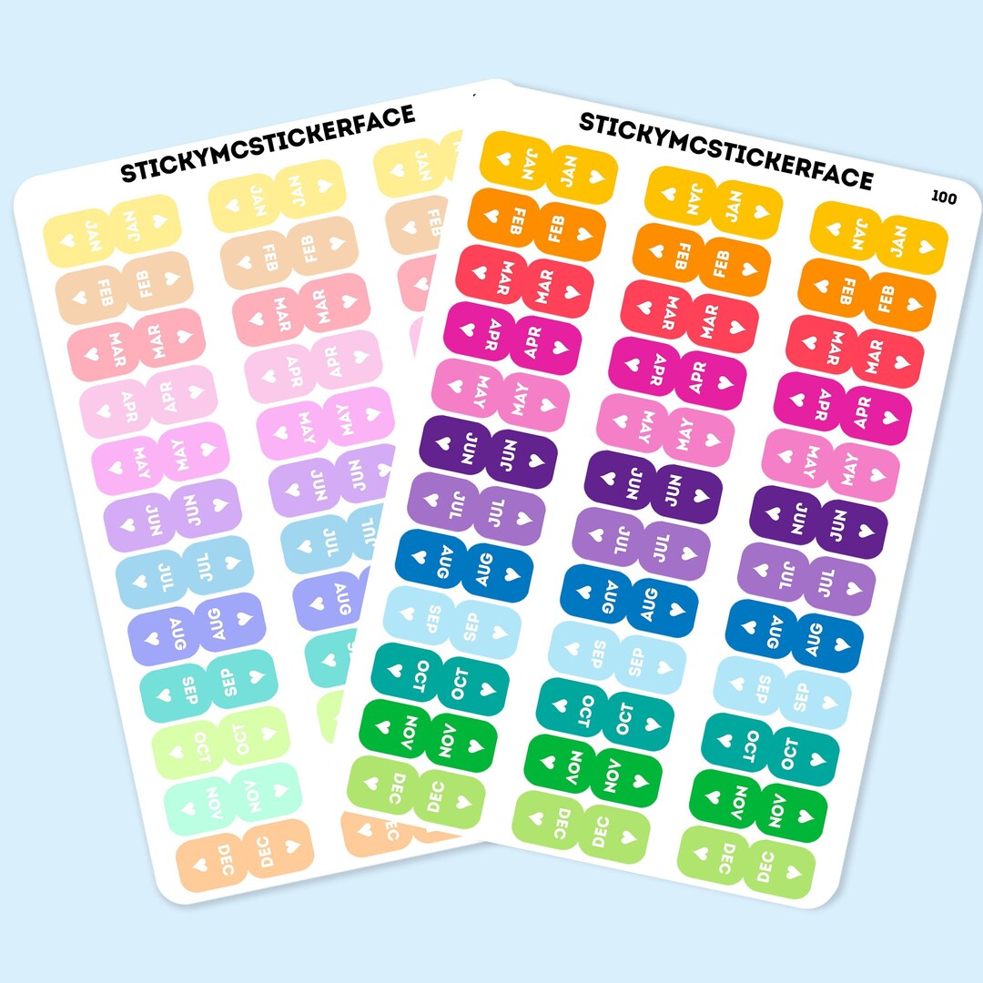 Rainbow Planner Tabs, Month Tabs, Pastel Planner Tabs, Months of the ...
