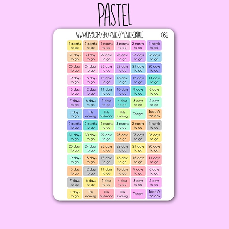 Countdown Stickers Diary Stickers Calendar Stickers Even - Etsy