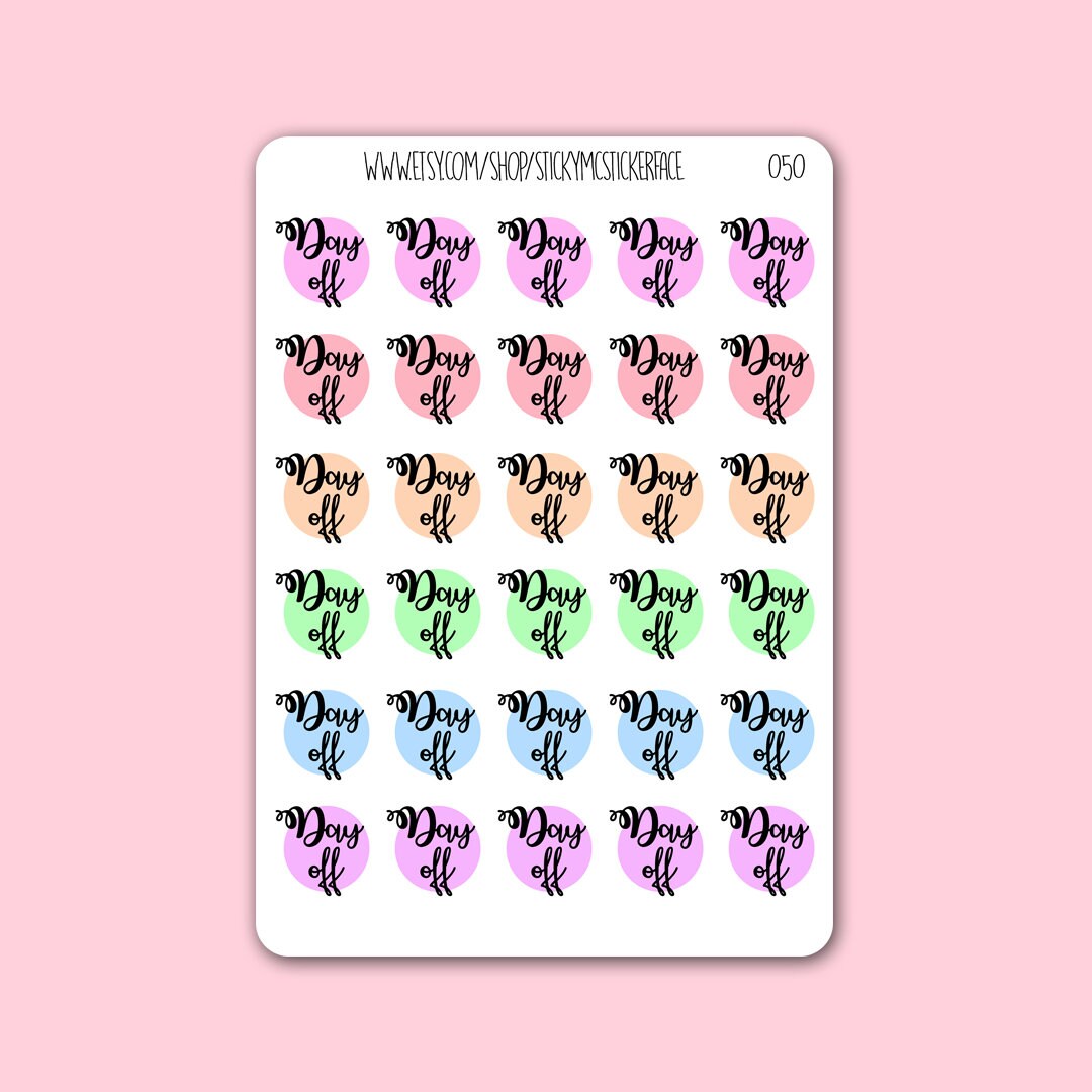 30 Day off Planner Stickers Work Stickers Journal Stickers - Etsy