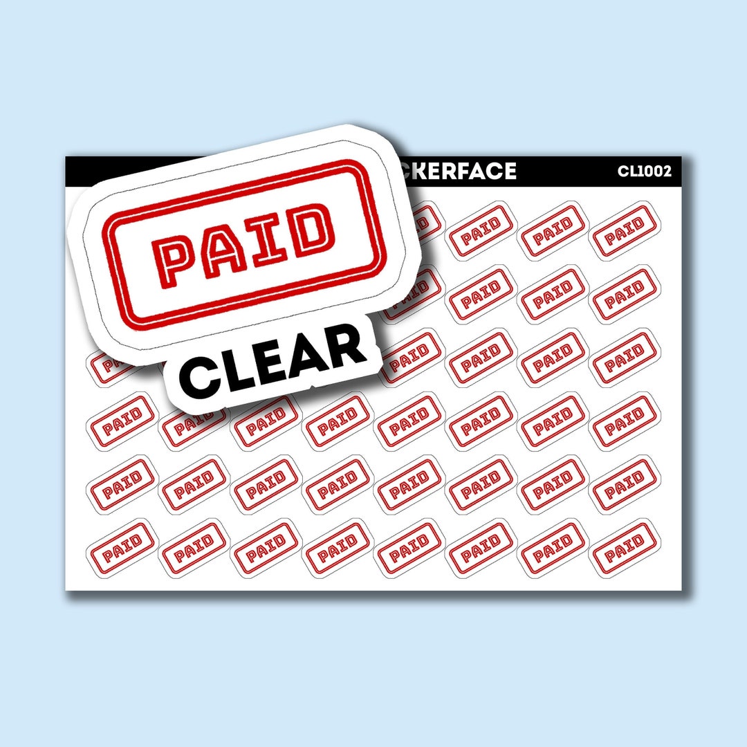 Clear PAID Stickers Planner Stickers Bill Stickers Money - Etsy Finland