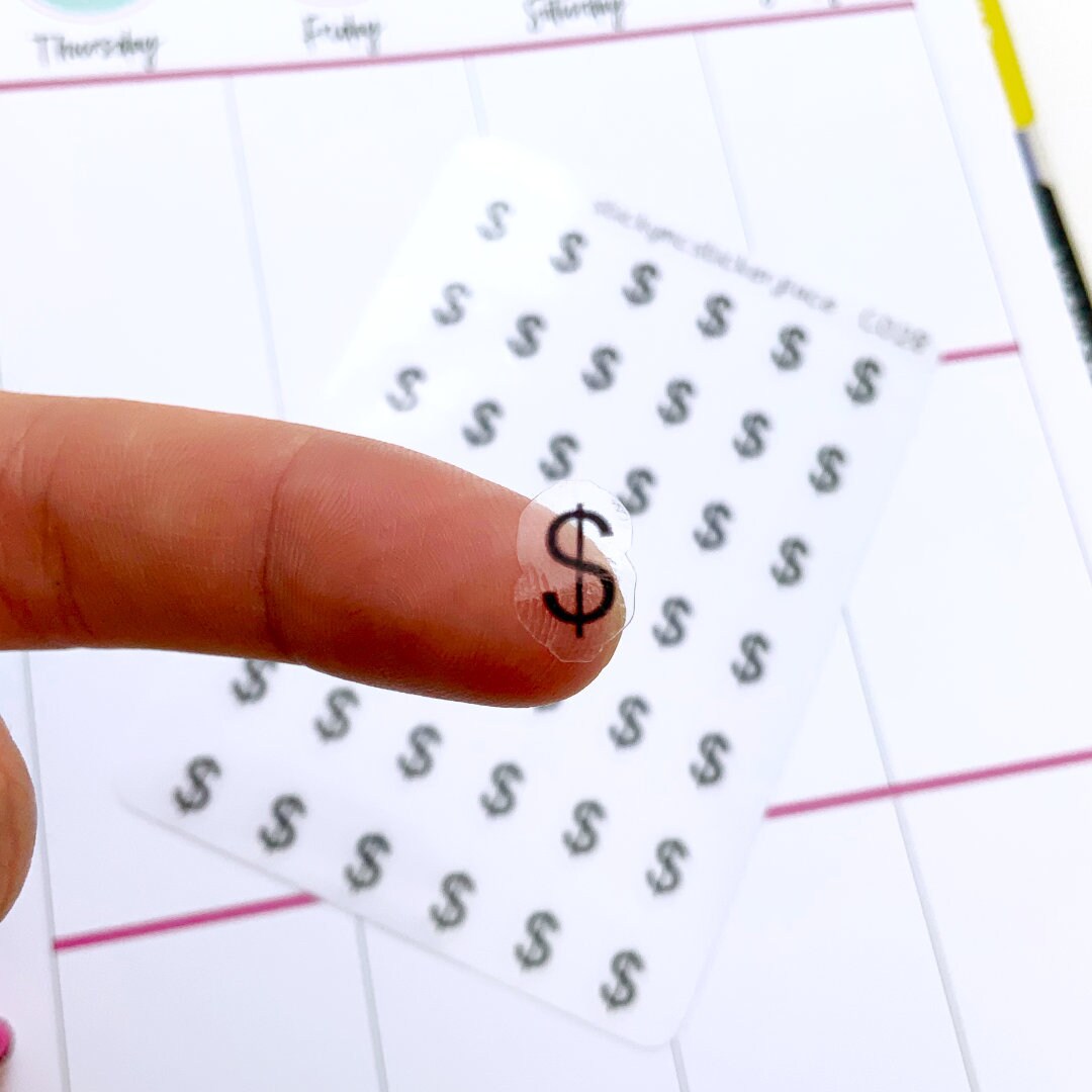 Clear Dollar Symbol Stickers Dollar Stickers Bullet Journal - Etsy