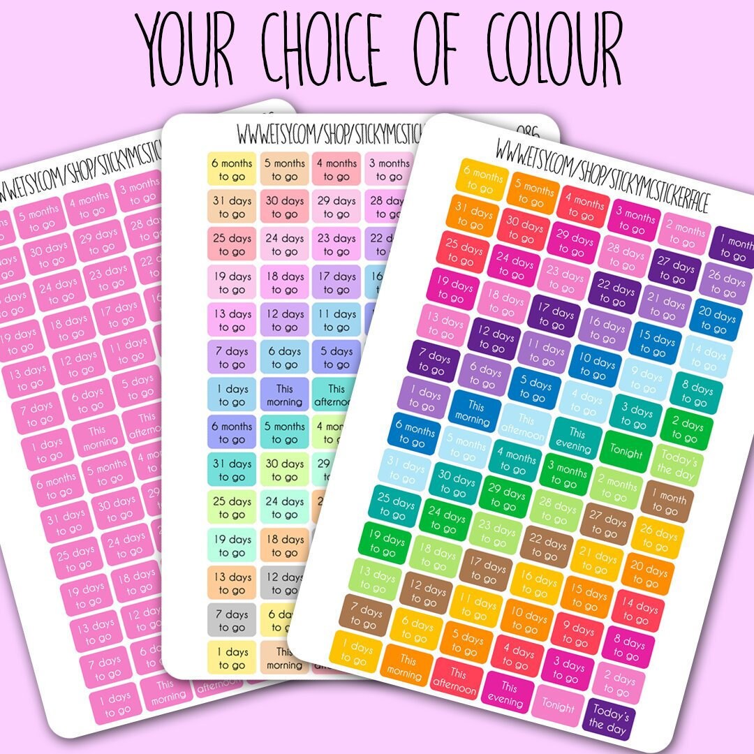 Countdown Stickers Diary Stickers Calendar Stickers Even - Etsy