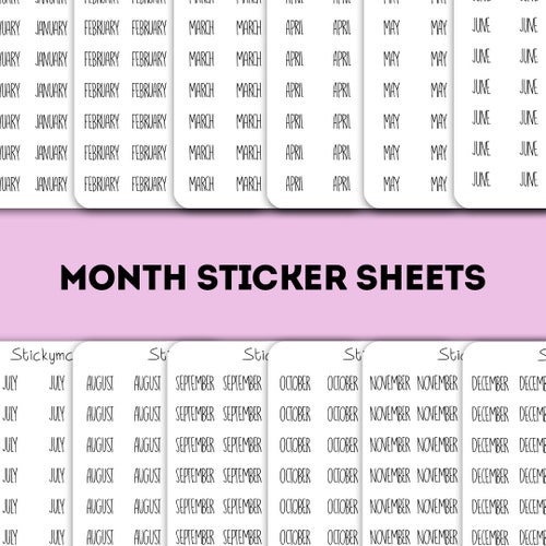 Small Months of the Year Stickers Monthly Over View Stickers - Etsy