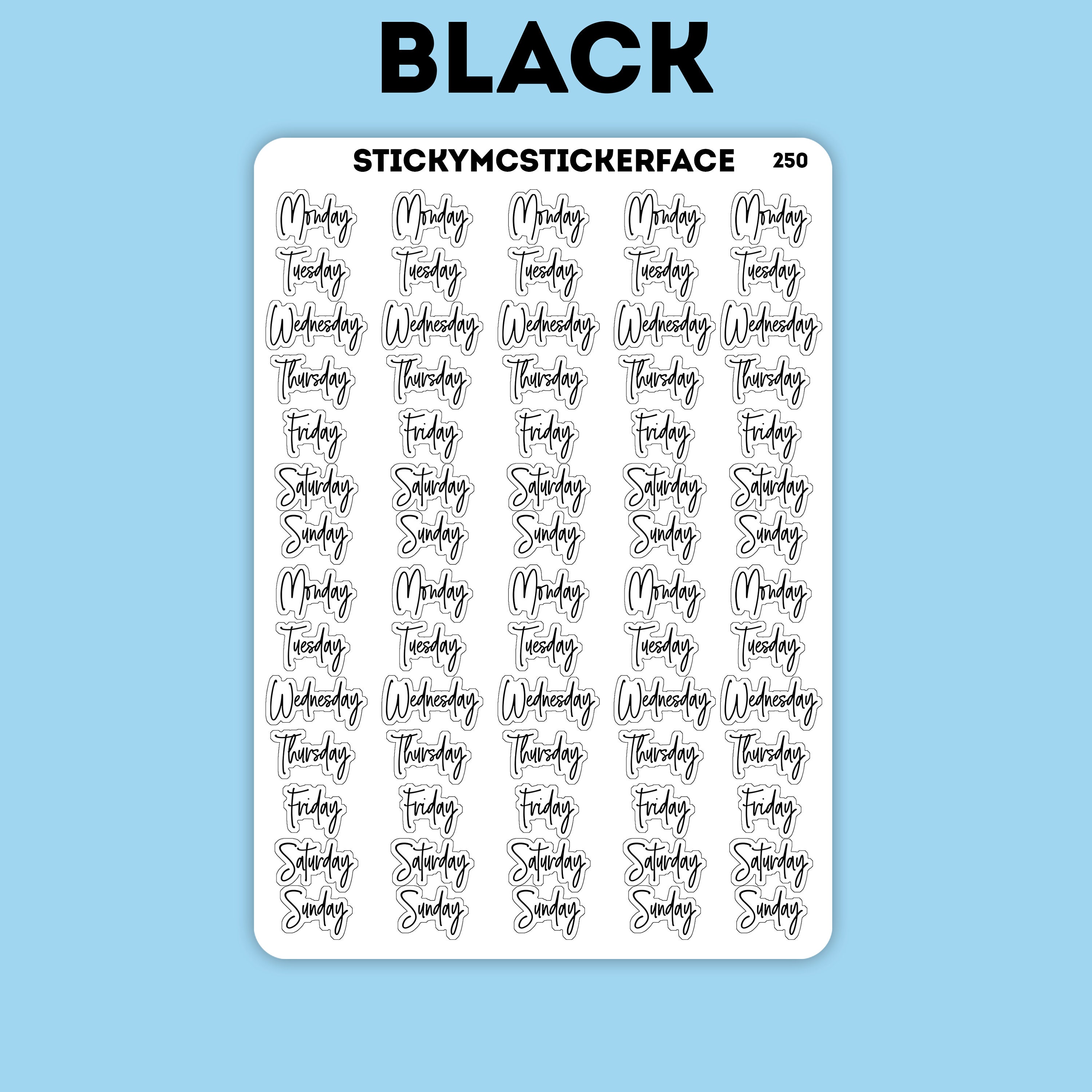 Days of the week stickers weekday stickers planner stickers | Etsy